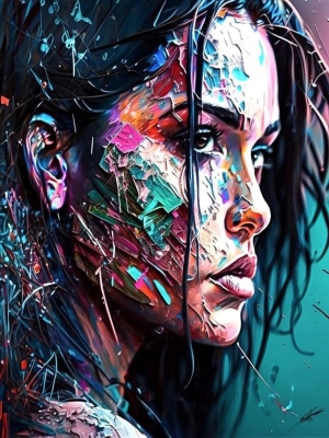 Vibrant Abstract Realism: A Stunning Artistic Representation of a Woman ...